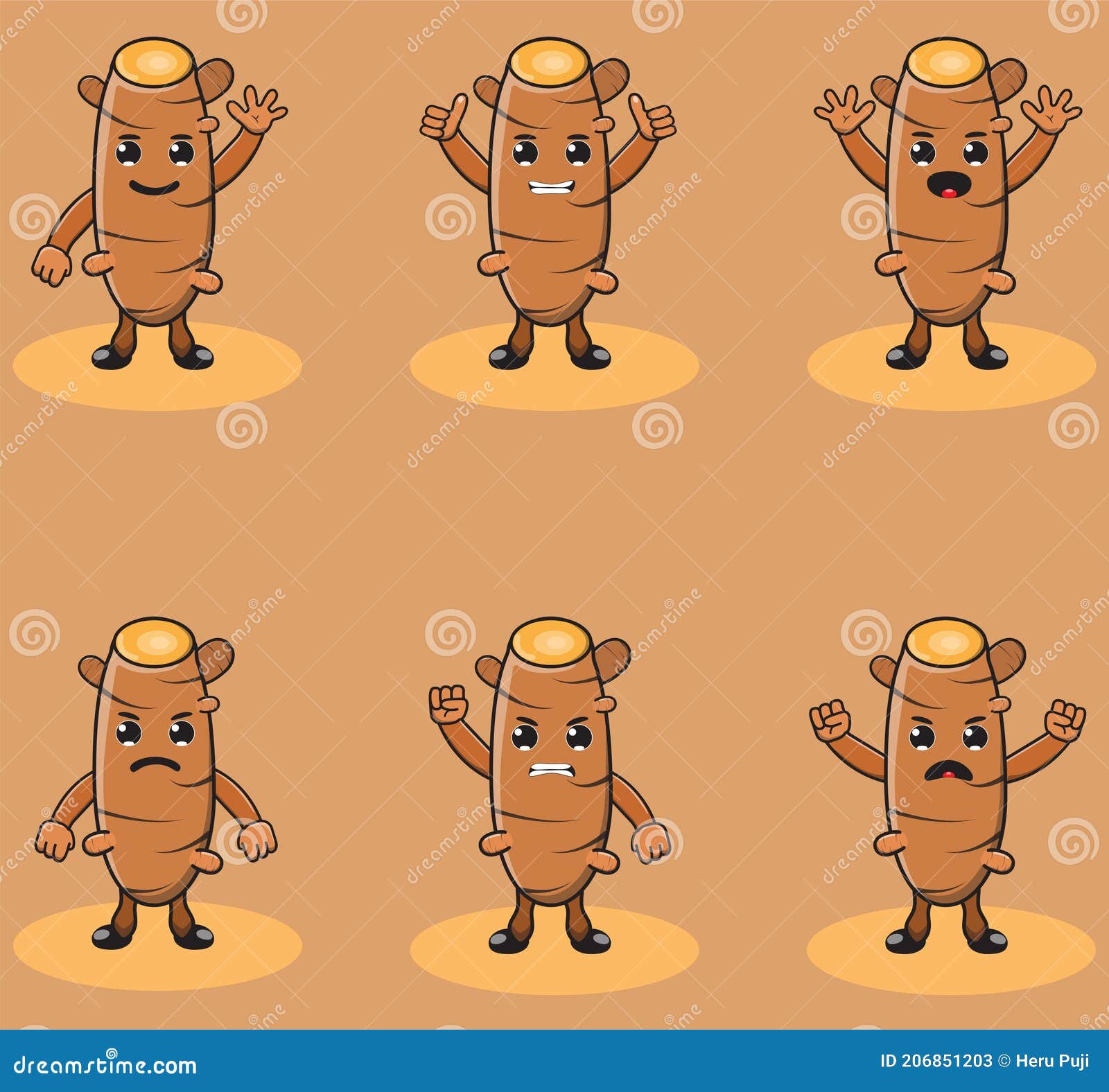 Character of Cute Turmeric Set. Stock Vector - Illustration of detox ...