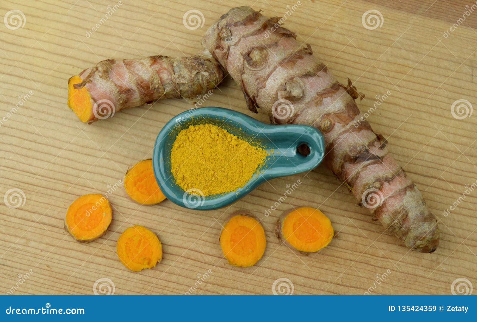 Turmeric Spice Root Organic and Bio Powder Stock Image - Image of ...