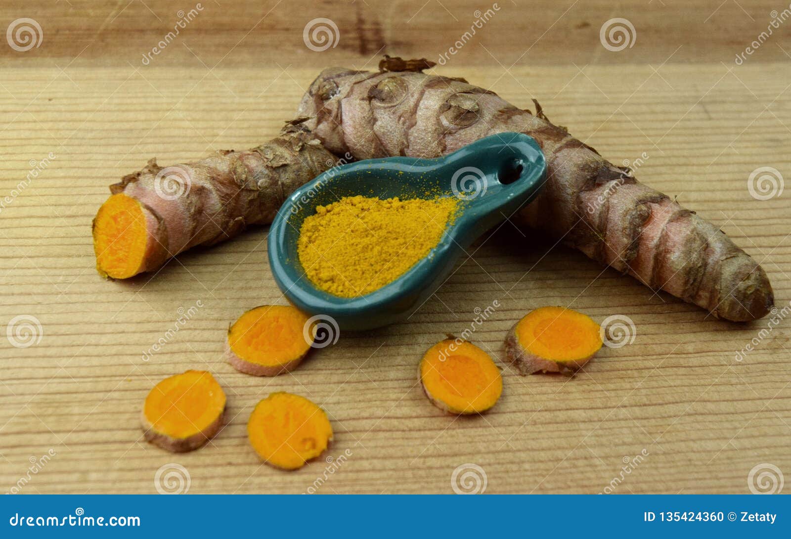 Turmeric Spice Root Organic and Bio Powder Stock Photo - Image of ...