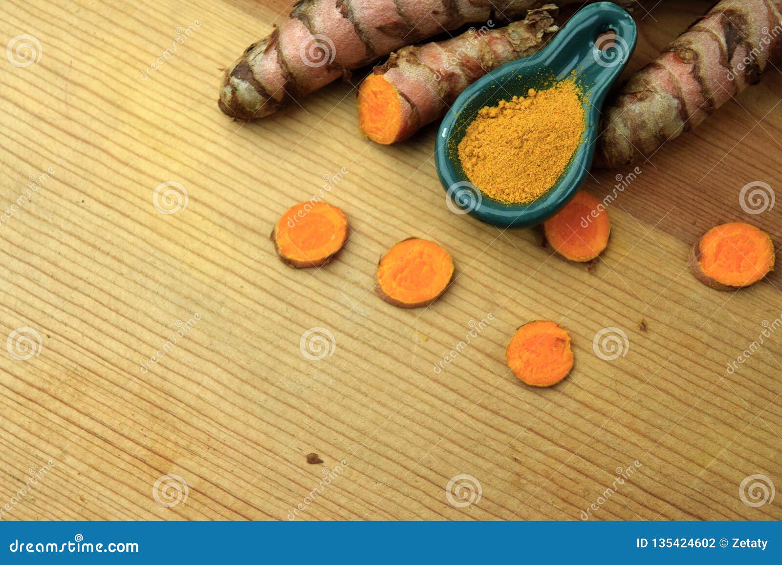 Turmeric Spice Root Organic and Bio Powder Stock Photo - Image of food ...