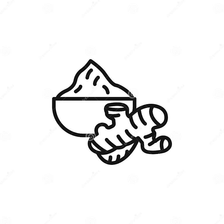 Turmeric Thin Line Icon Set Stock Vector - Illustration of curcuma ...