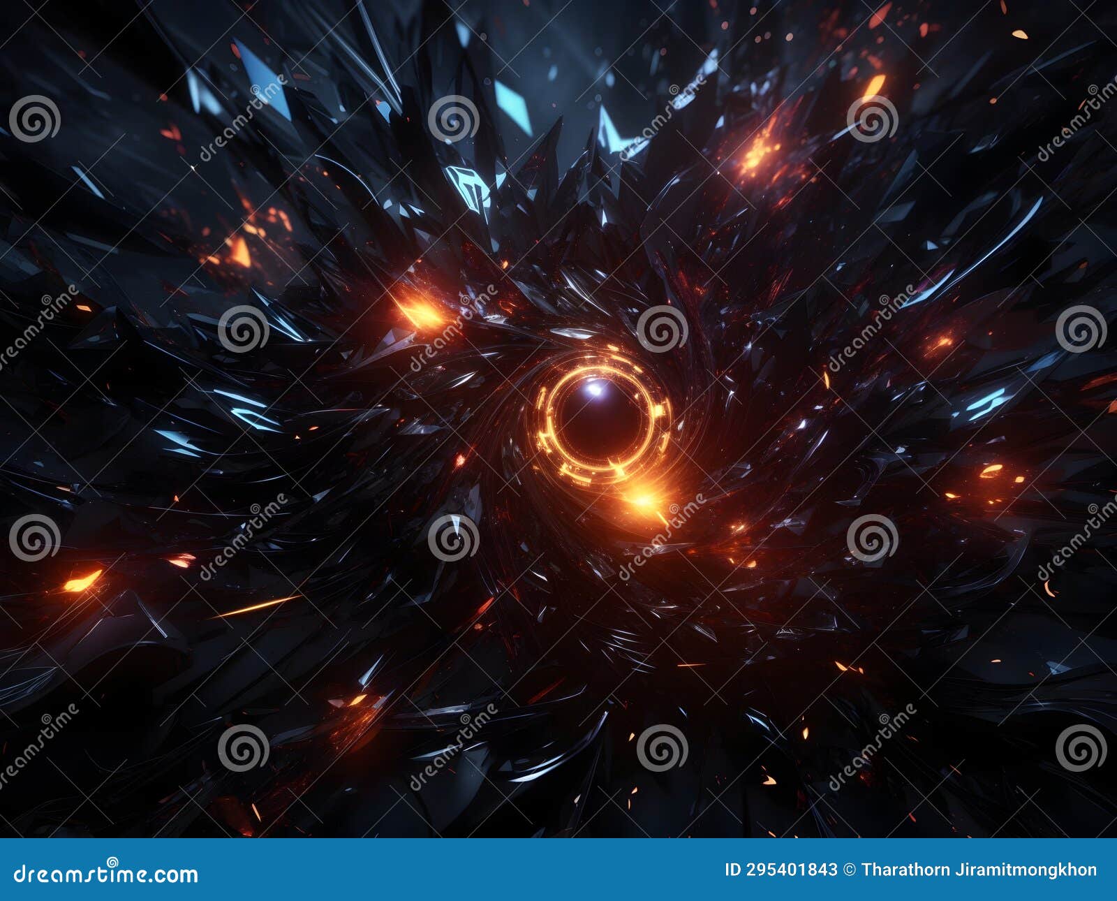 Turmoil in Shadows: Dynamic Abstract Energy with Gleaming Flashes Stock ...