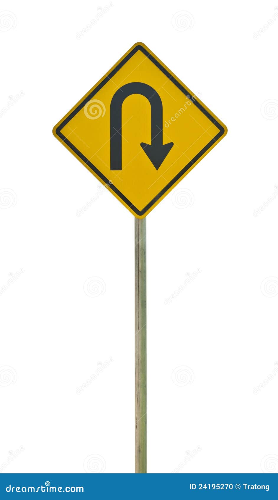 Turn Back Road Sign with Clipping Path Stock Photo - Image of direction ...