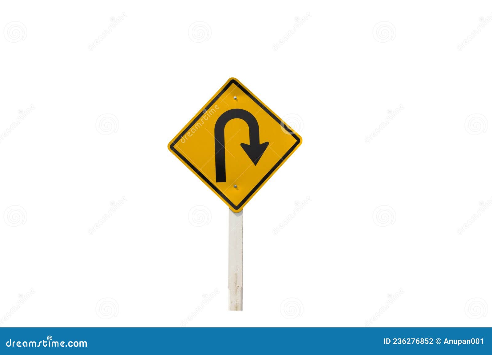 Turn Back in Road Sign on White Background Stock Photo - Image of sign ...