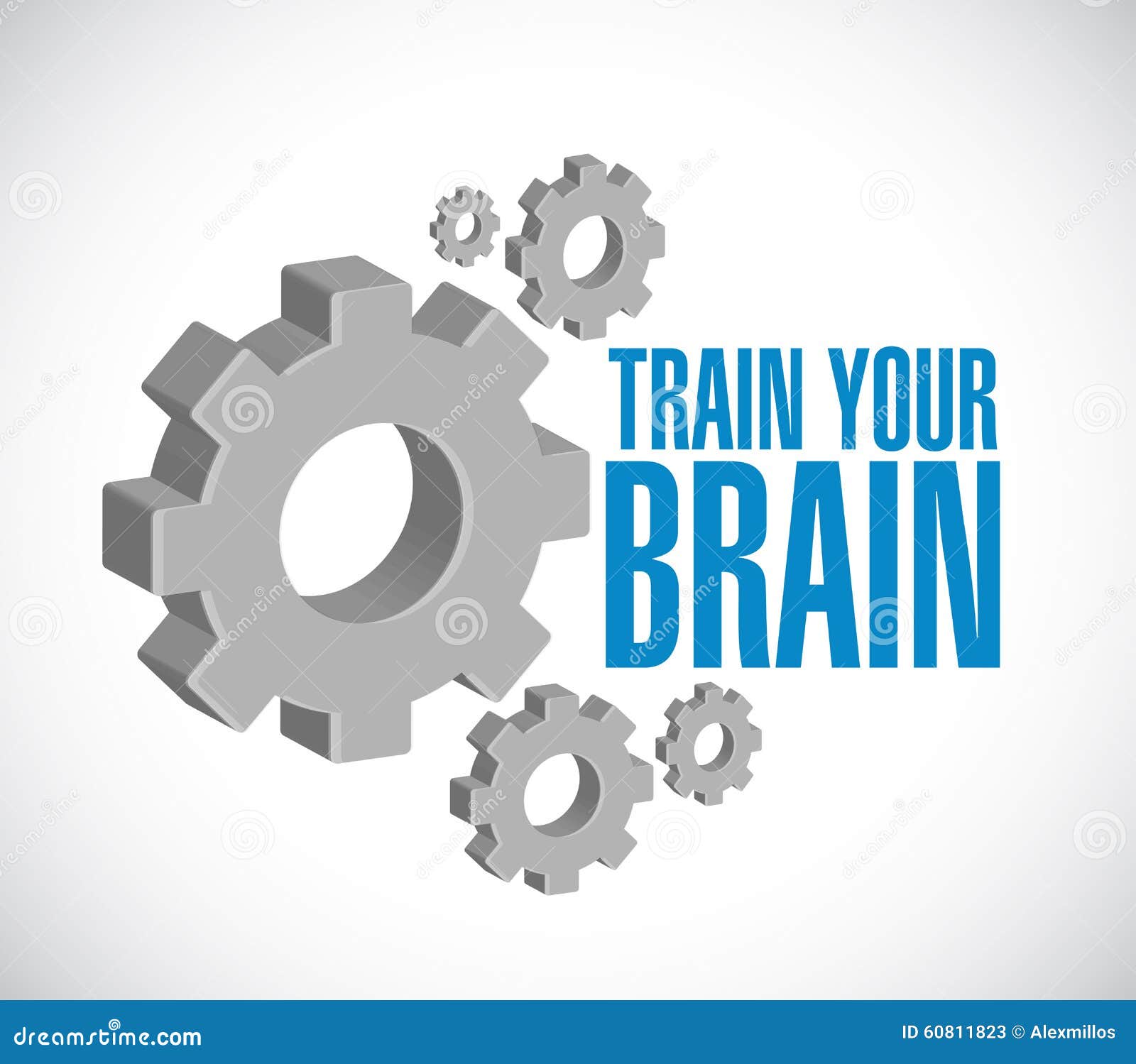 Turn on the Brain Gear Sign Concept Design Stock Illustration ...