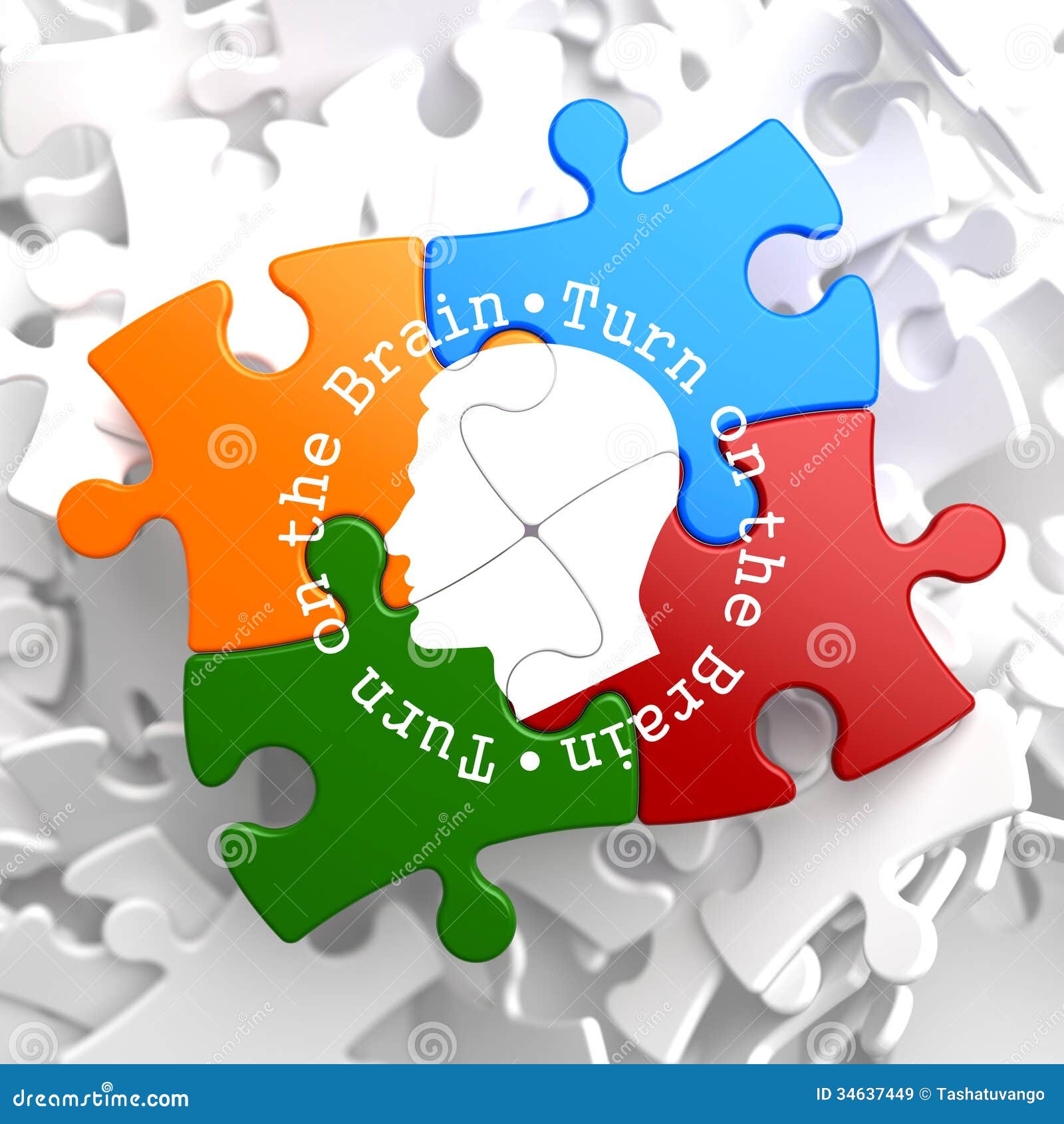 Turn on the Brain: Multicolor Puzzle. Stock Illustration - Illustration ...