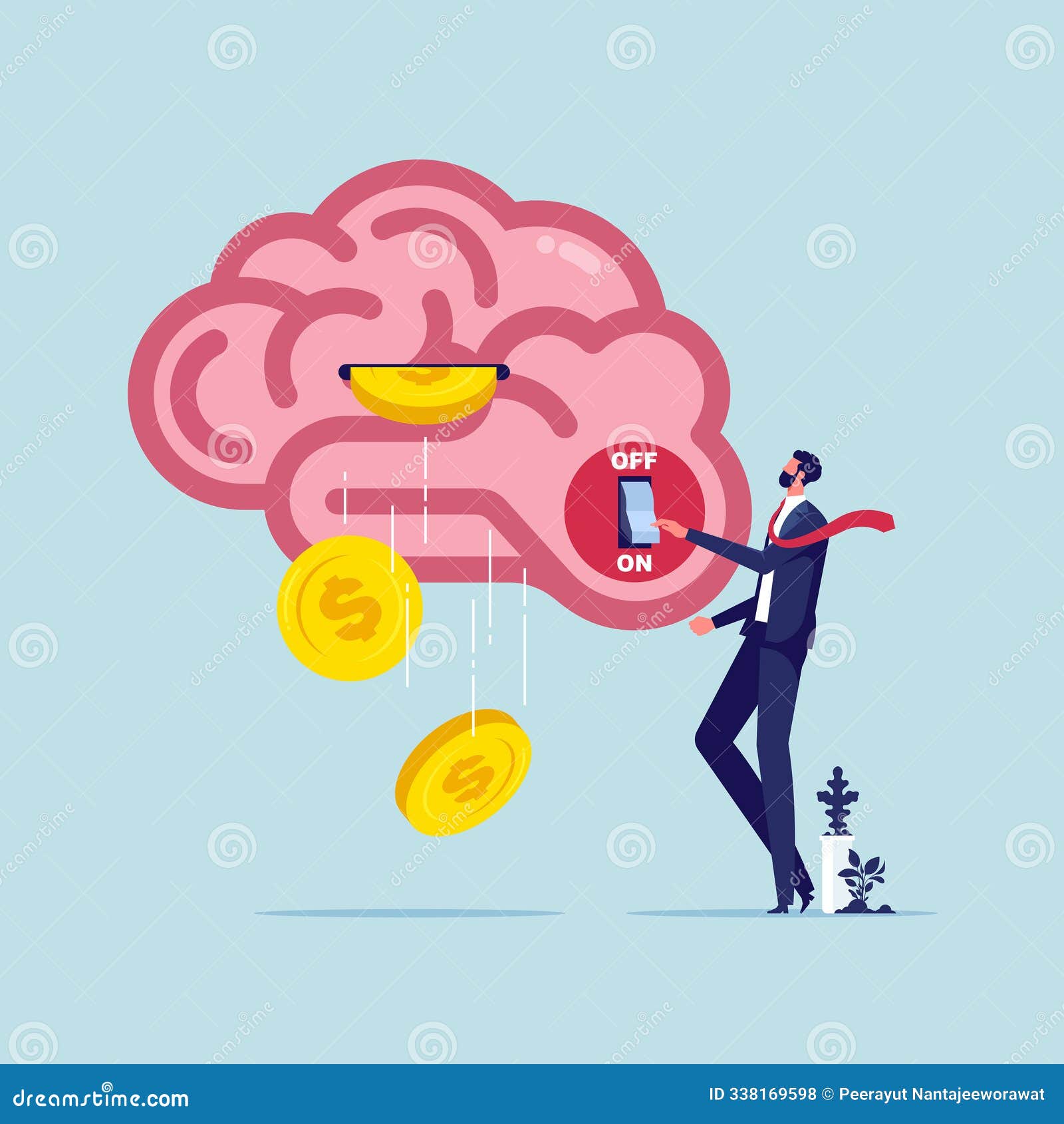 Turn on Brain To Creativity for Make Money Stock Illustration ...