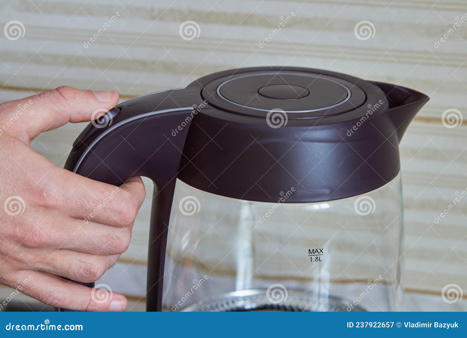 Turn on the Electric Kettle,man Pressing a Button on an Electric Kettle ...