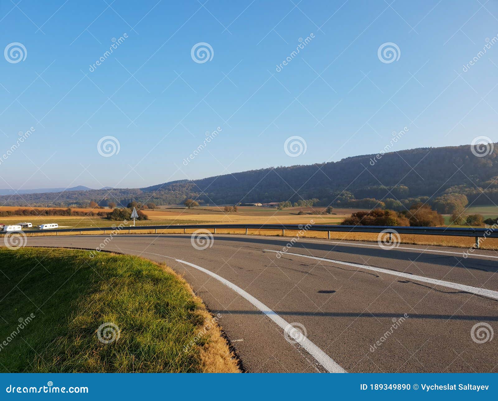 Turn of the highway stock photo. Image of perspective - 189349890