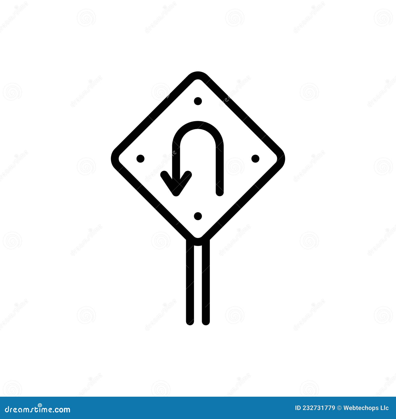 Black Line Icon for Turn, Arrow and Road Stock Vector - Illustration of ...