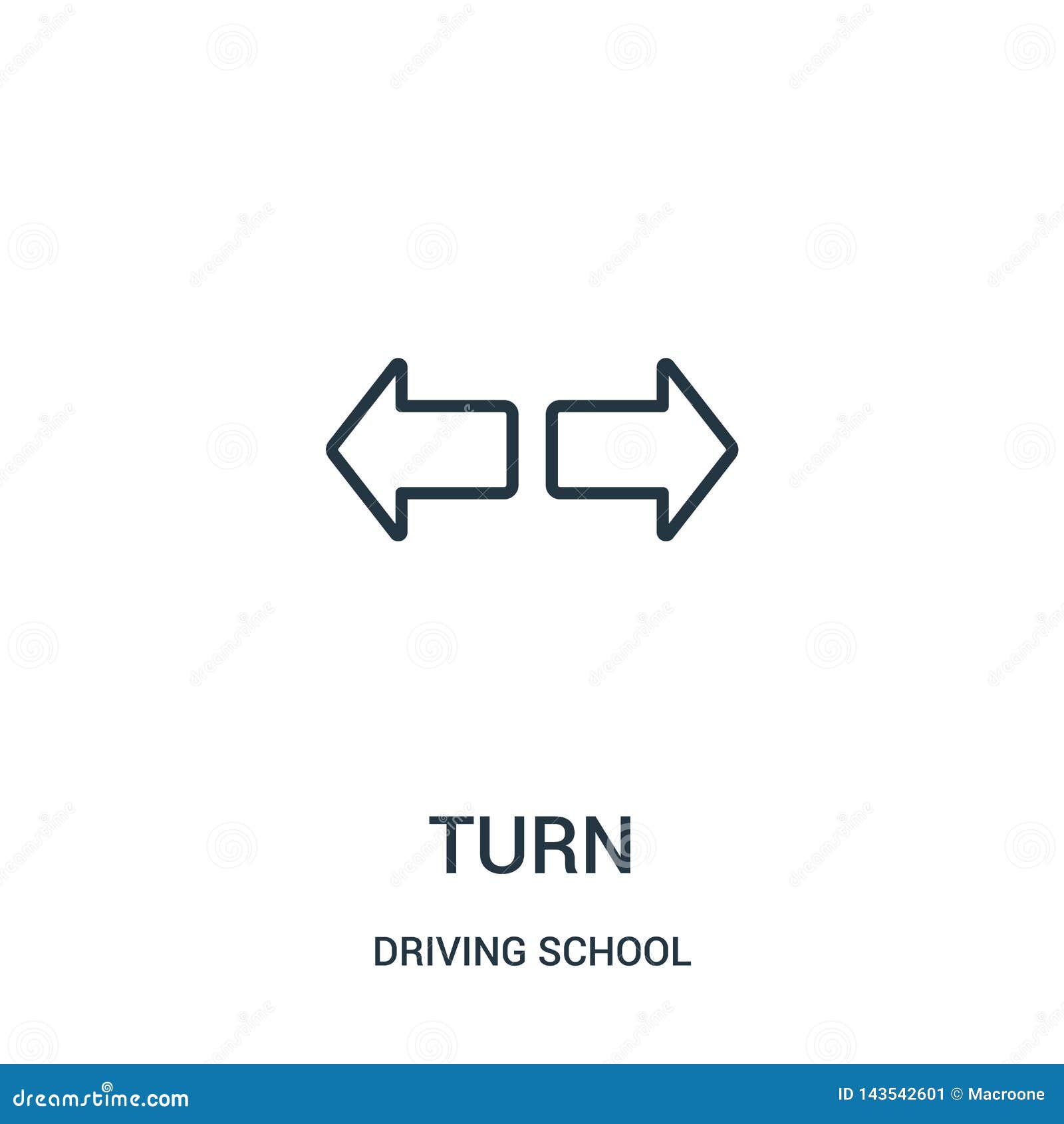 Turn Icon Vector from Driving School Collection. Thin Line Turn Outline ...