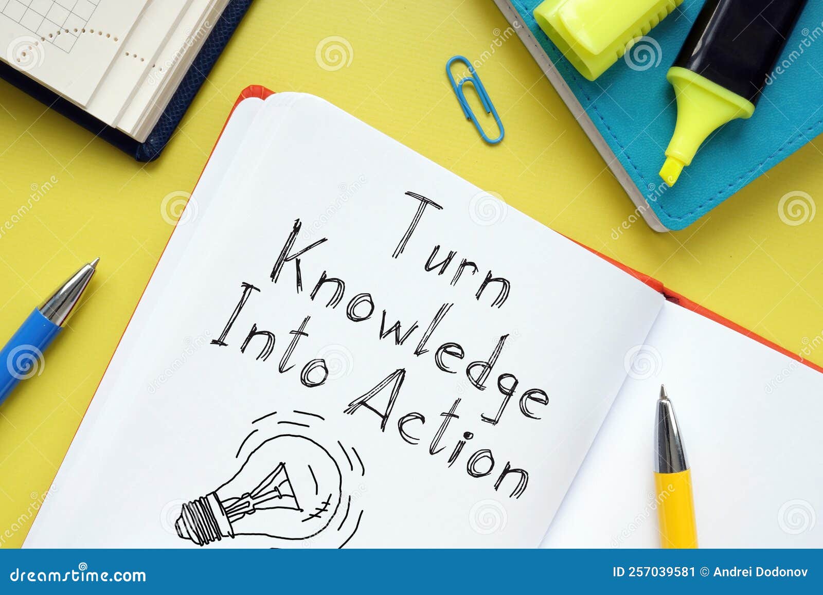 Turn Knowledge into Action is Shown Using the Text Stock Image - Image ...