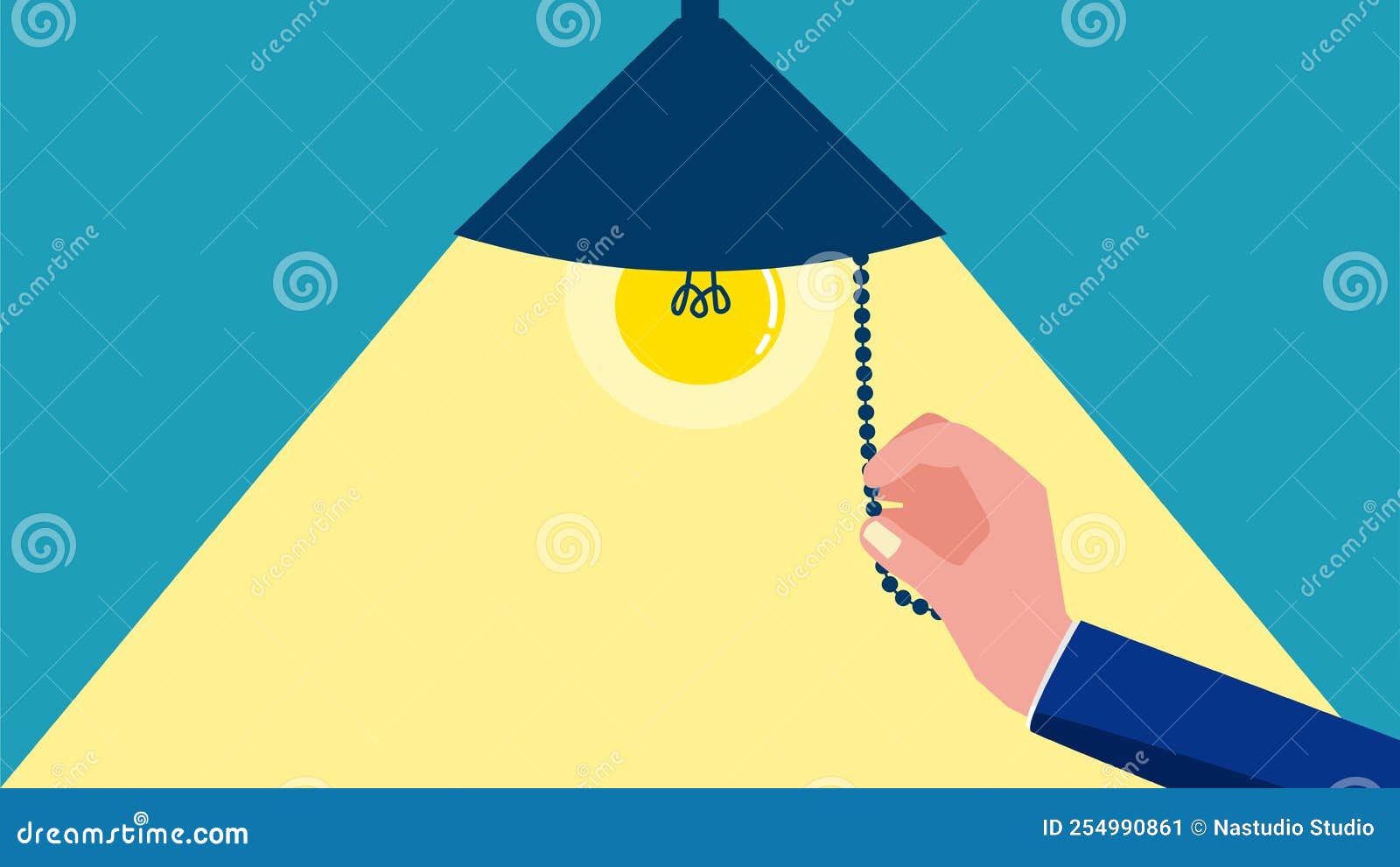 Turn on the Lamp by Turning on the Light Switch. Vector Illustration ...