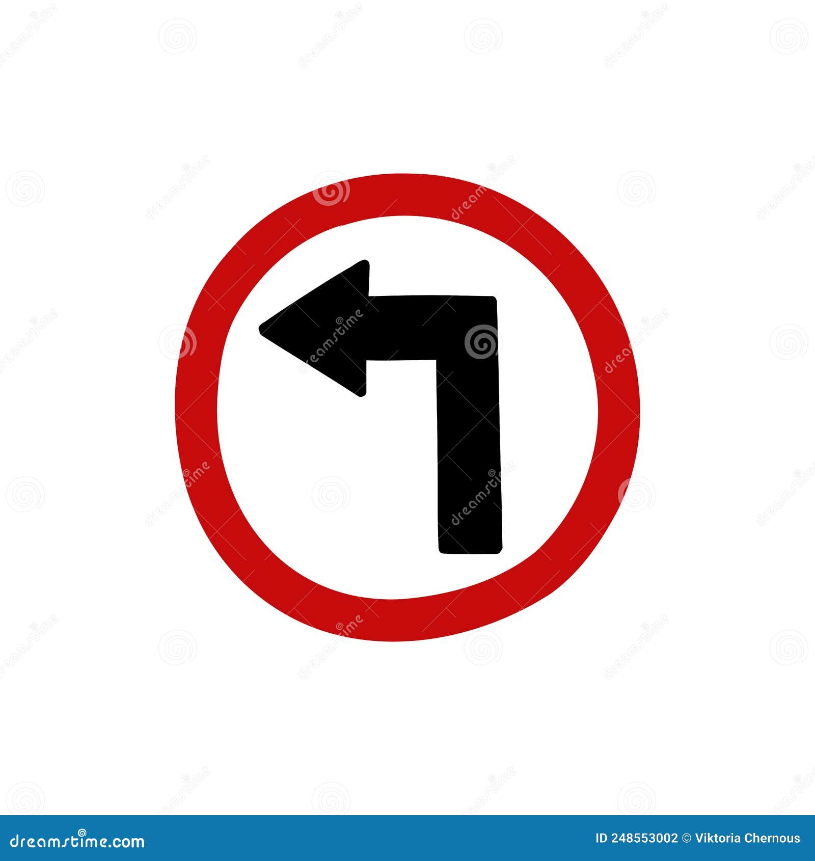 Turn Left Ahead Sign Doodle Icon, Vector Color Line Illustration Stock ...