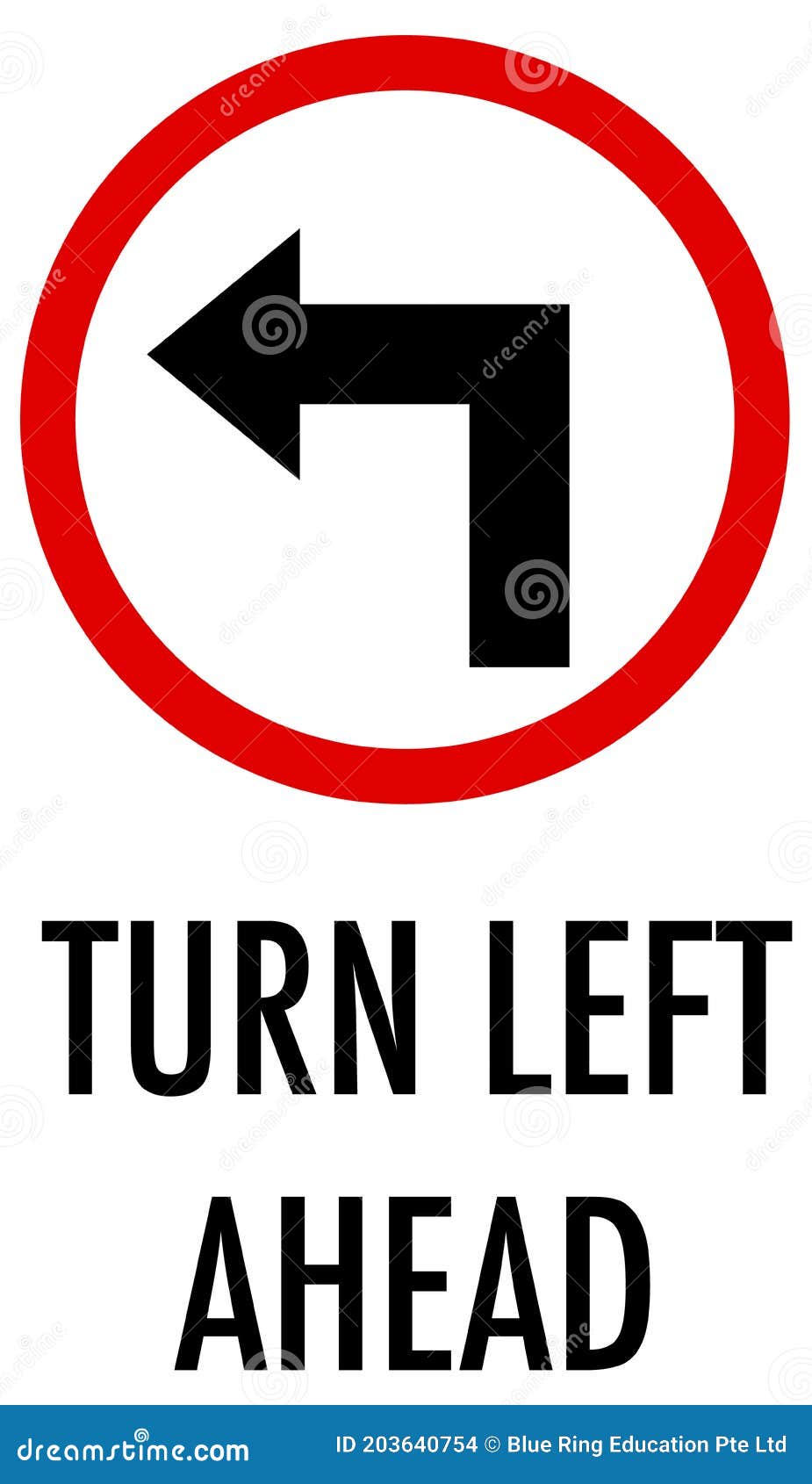 Turn Left Ahead Sign on White Background Stock Vector - Illustration of ...