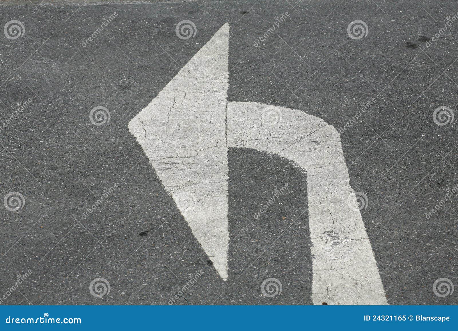 Turn Left Arrow on Asphalt Street Stock Image - Image of curve ...