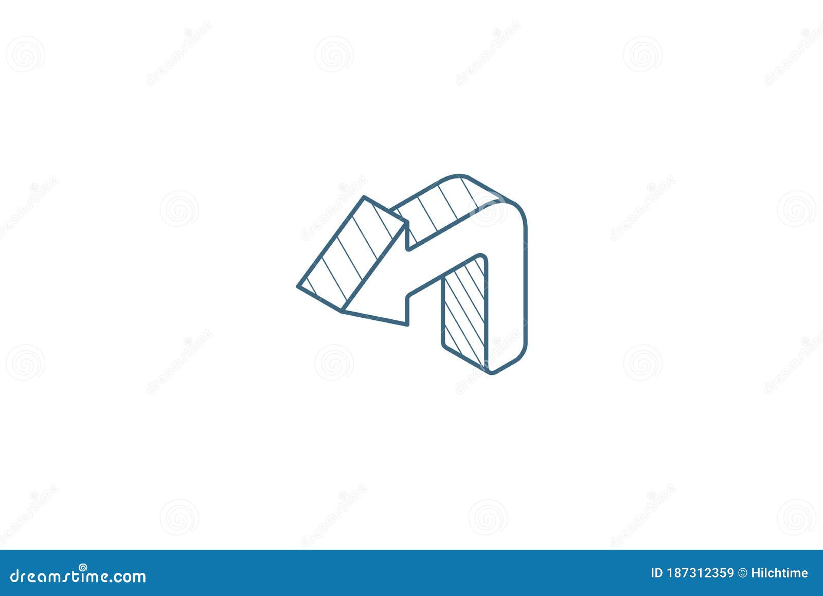 Turn Left Arrow Isometric Icon. 3d Line Art Technical Drawing. Editable ...