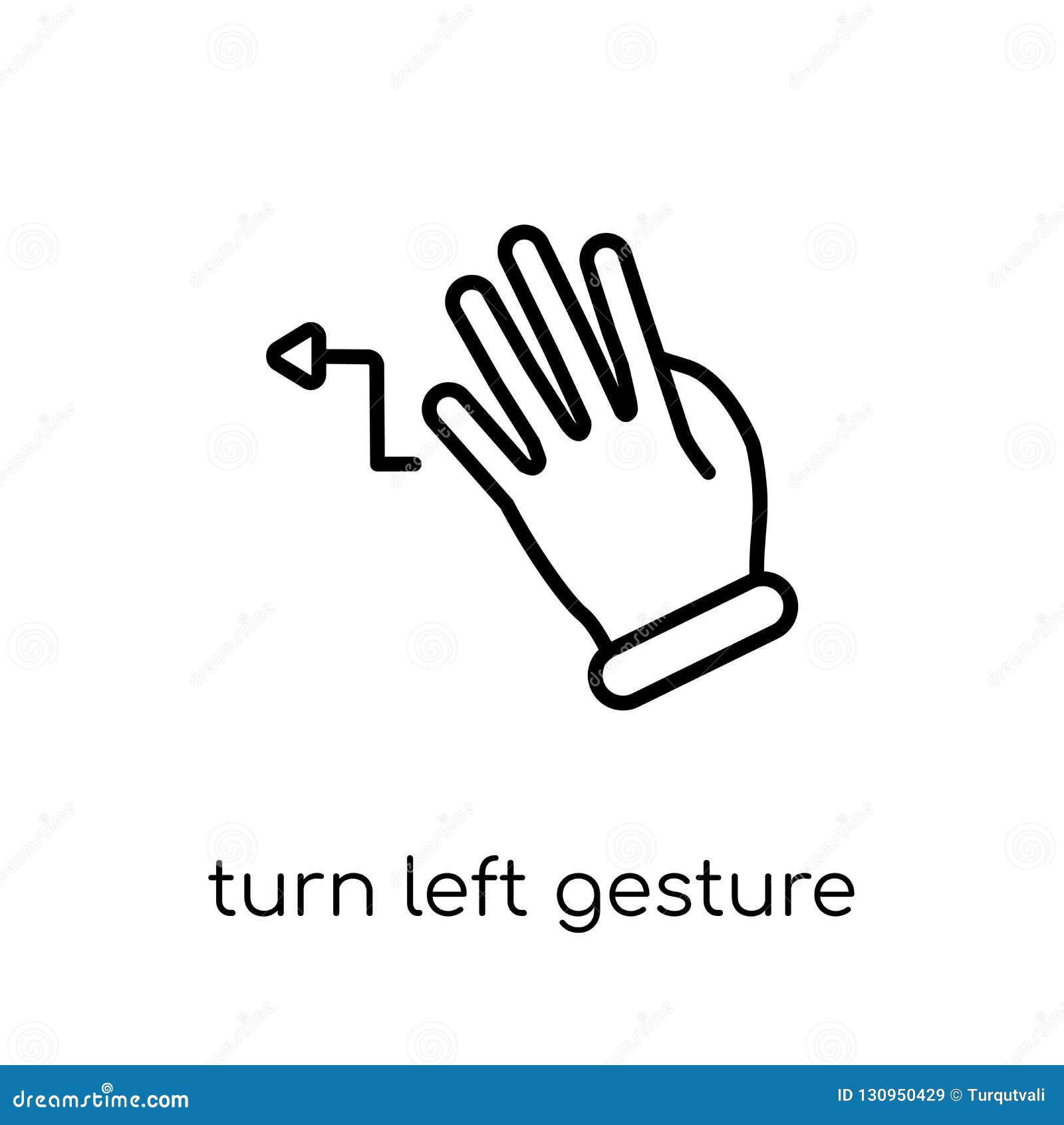 Turn Left Gesture Icon. Trendy Modern Flat Linear Vector Turn Le Stock ...