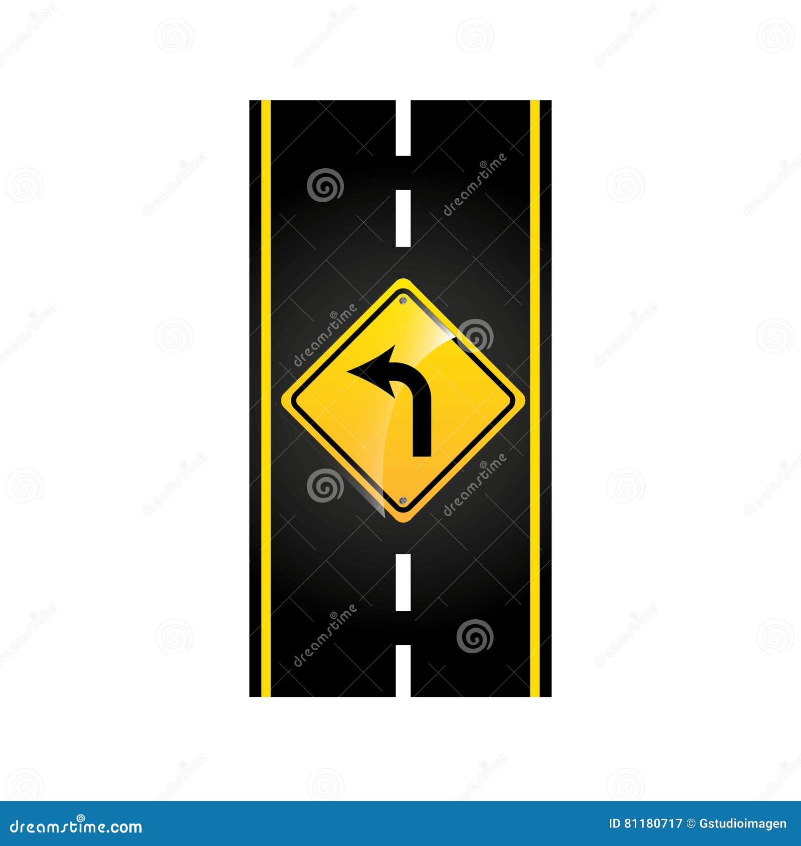 Turn Left Road Sign Concept Graphic Stock Vector - Illustration of ...