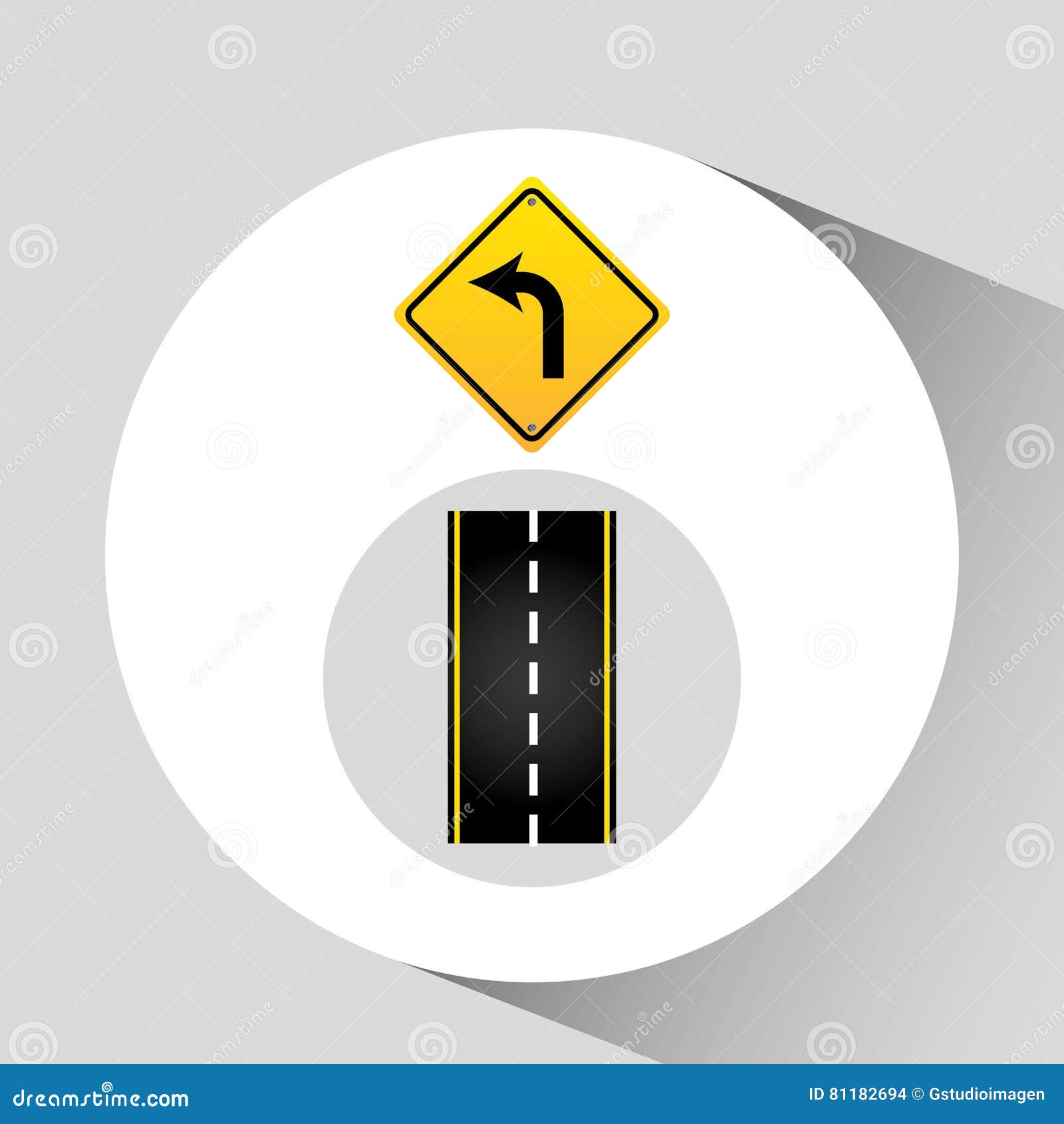 Turn Left Road Sign Concept Graphic Stock Vector - Illustration of blue ...