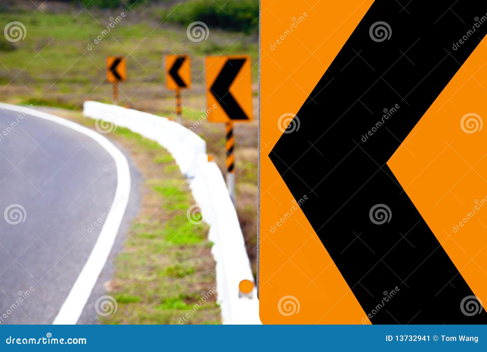 Turn Left Road Warning Sign Stock Image - Image of street, lane: 13732941