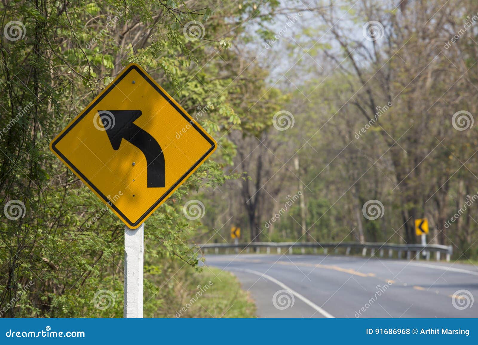 Turn left sign. stock photo. Image of attention, drive - 91686968
