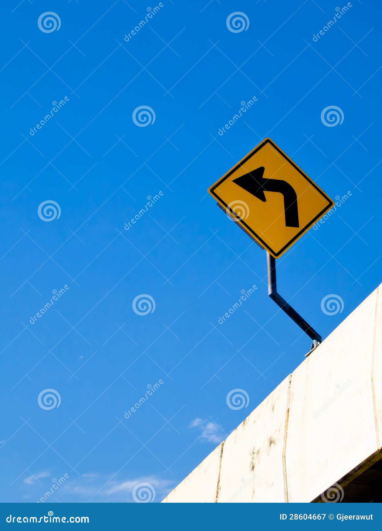 Turn Left Sign with Blue Sky Stock Image - Image of sign, orange: 28604667