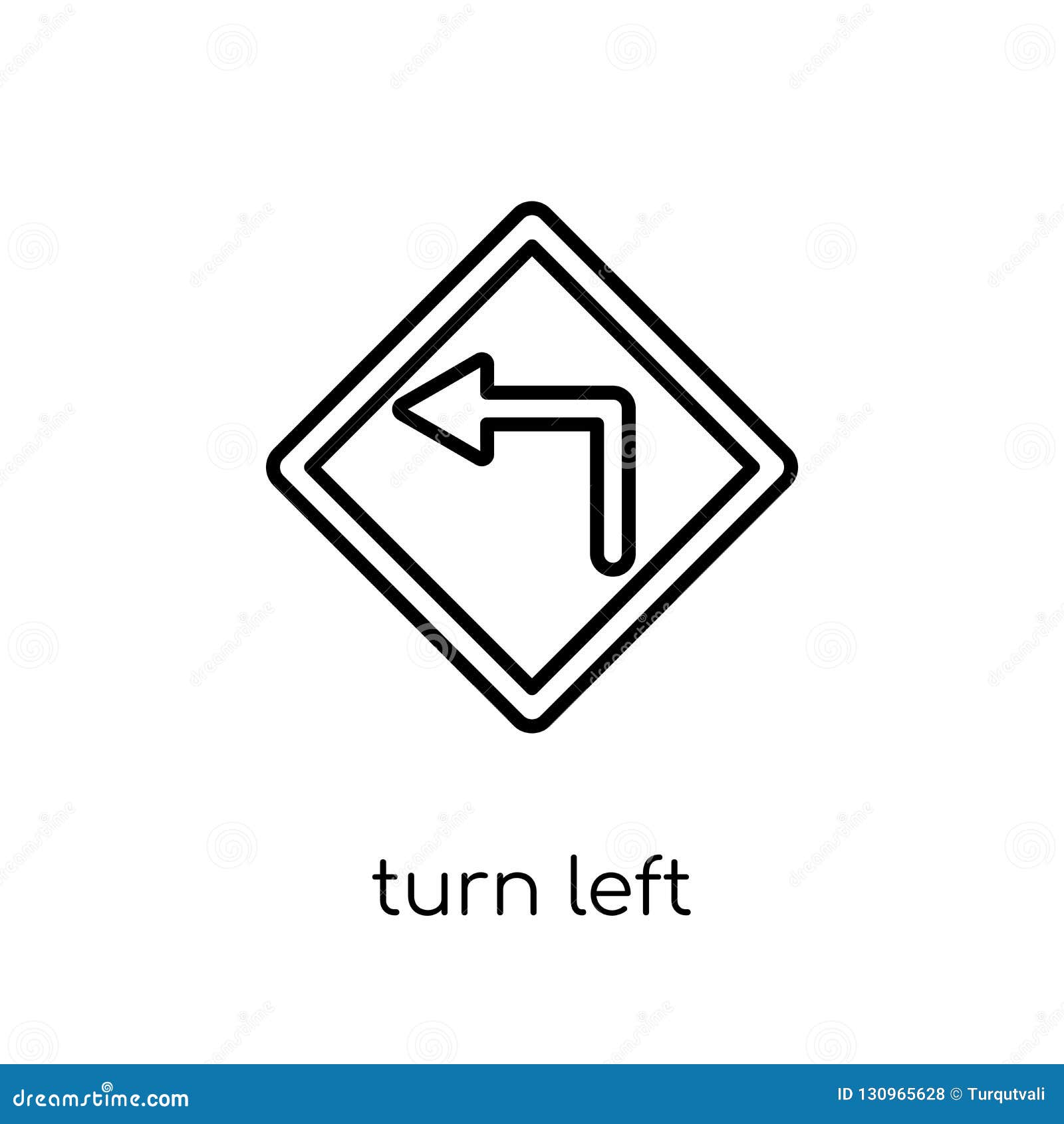 Turn Left Sign Icon. Trendy Modern Flat Linear Vector Turn Left Stock ...
