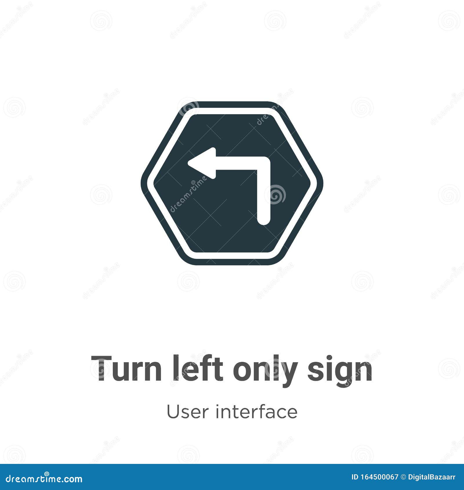 Turn Left only Sign Vector Icon on White Background. Flat Vector Turn ...