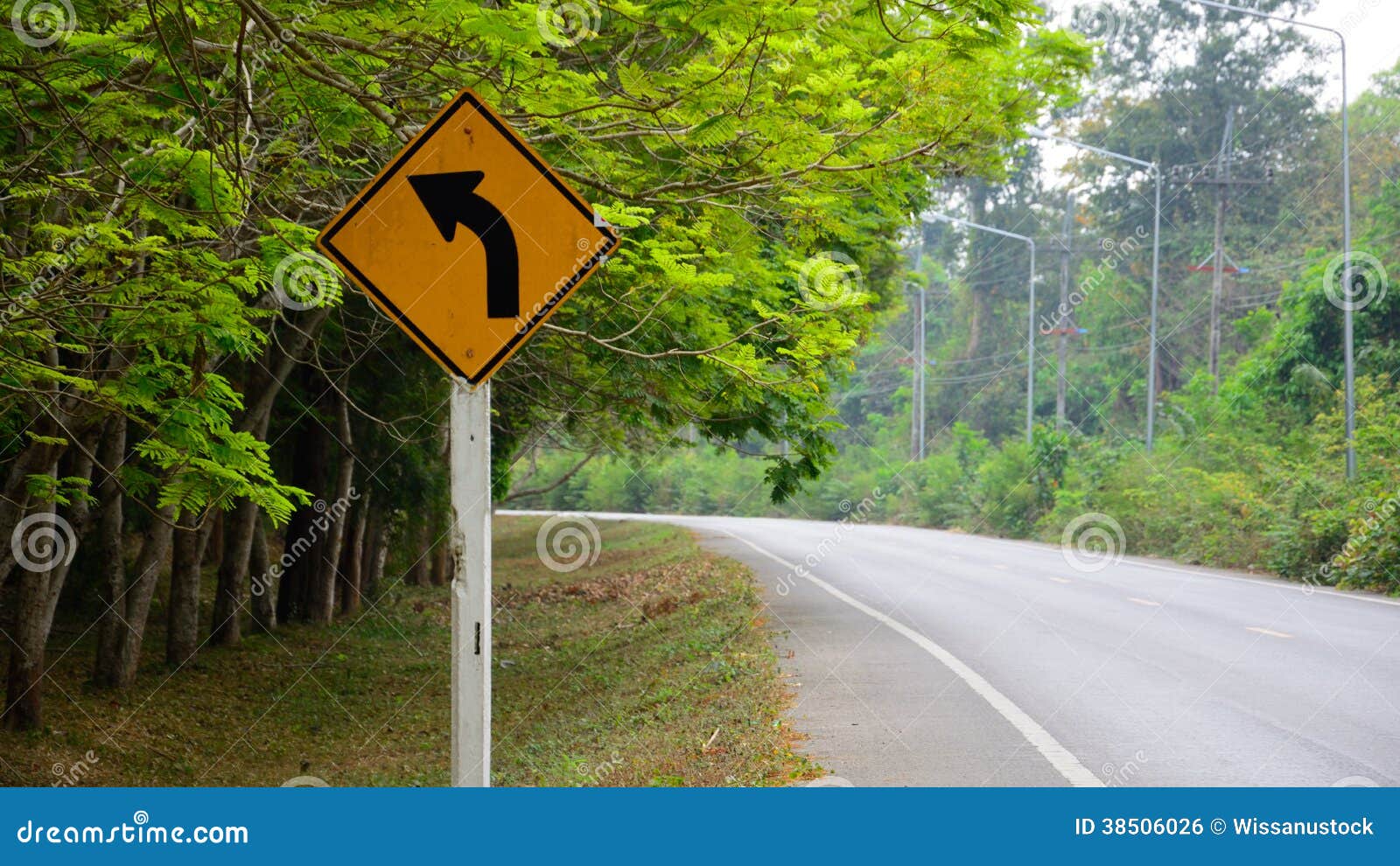 Turn left warning sign stock photo. Image of signpost - 38506026