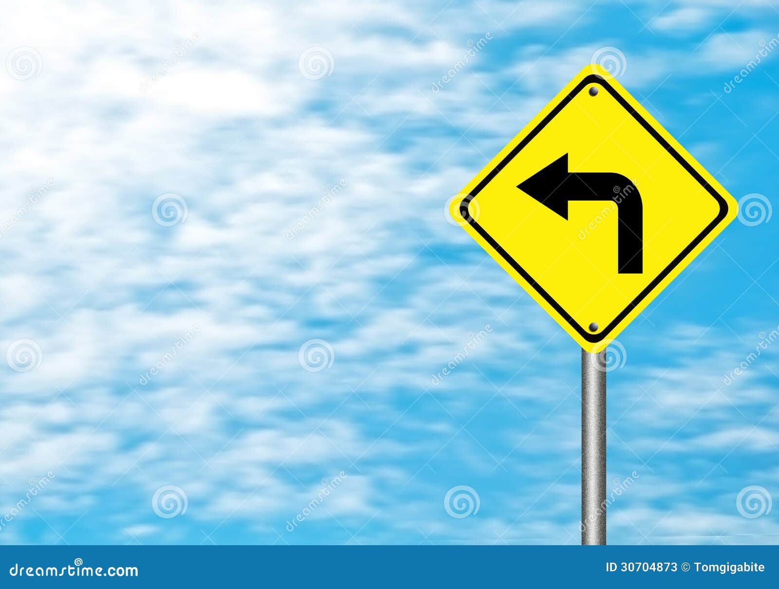 Turn Left Yellow Traffic Sign Stock Illustration - Illustration of ...