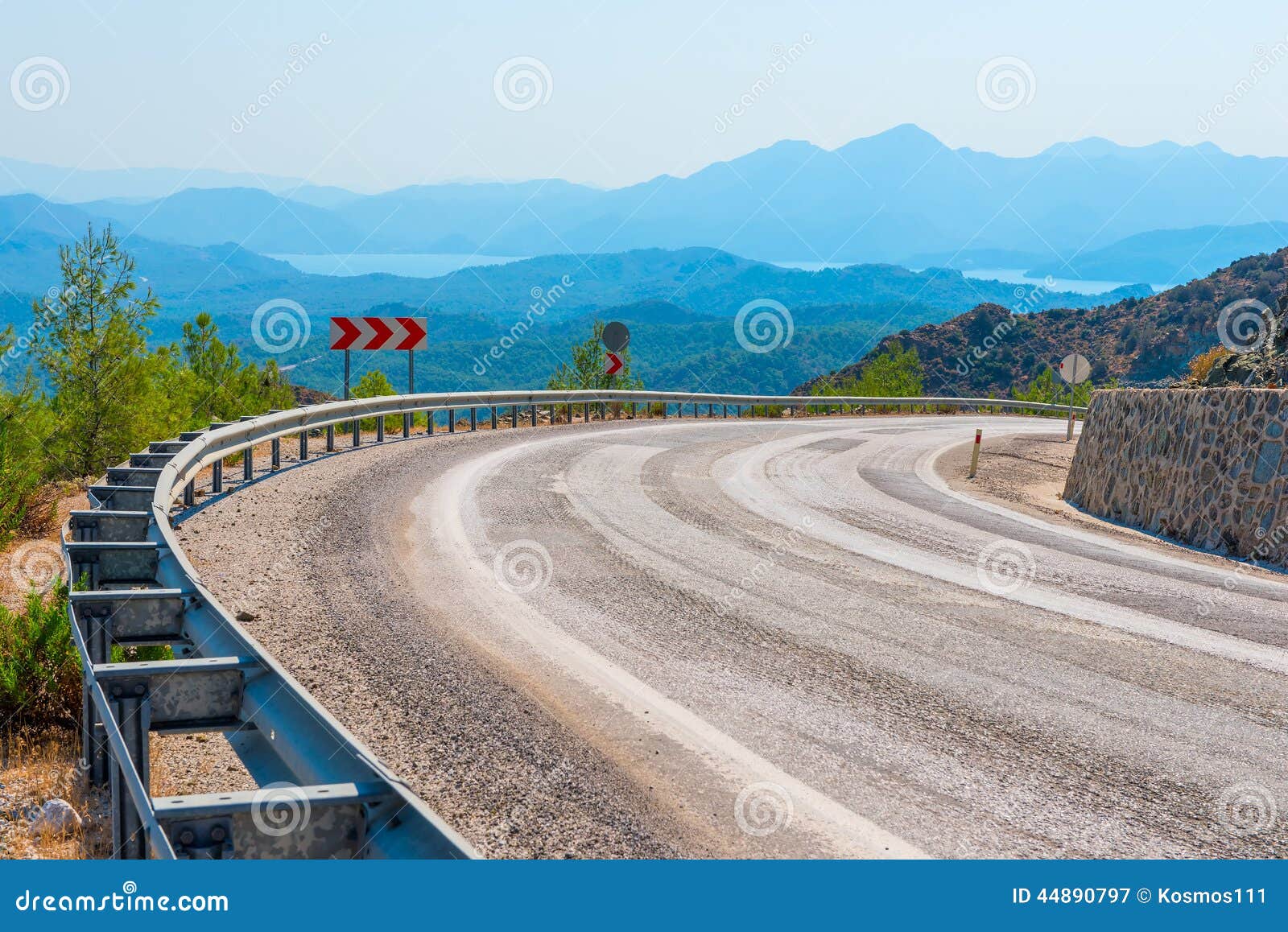 Turn a Mountain Road and a Beautiful View Stock Image - Image of ...