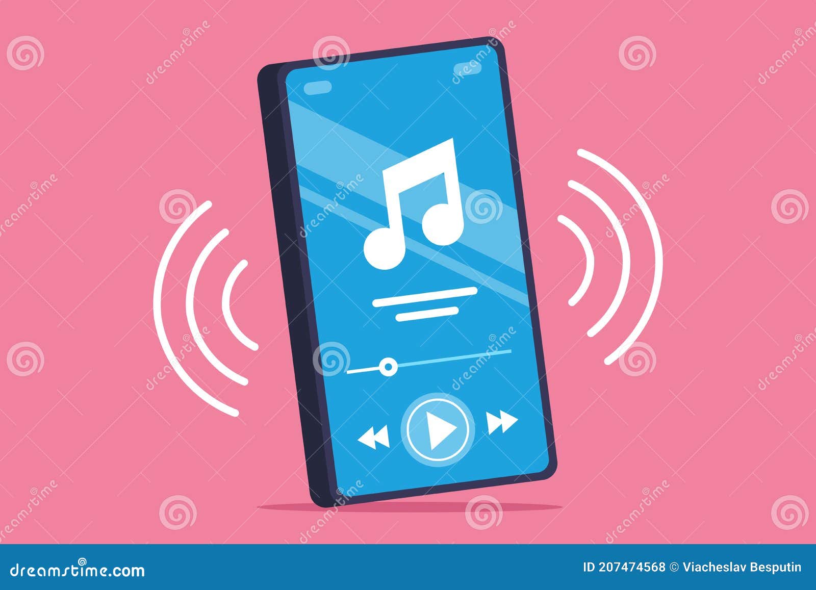Turn on the Music Loudly on the Mobile Phone. Stock Vector ...