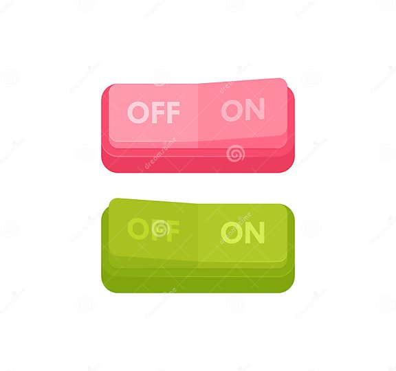 Turn on or Off Button Set. Realistic Toggle Switch on or Off. Switch ...