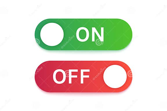 Turn on and Turn Off Buttons in Green and Red Colors. User Interface ...