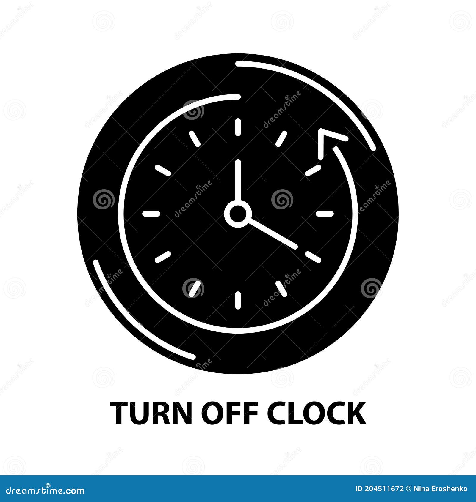 Turn Off Clock Icon, Black Vector Sign with Editable Strokes, Concept ...