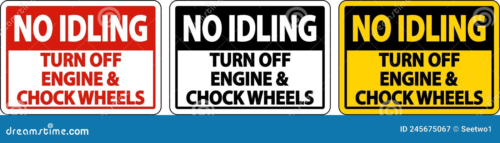 Turn Off Engine and Chock Wheels Sign on White Background Stock Vector ...
