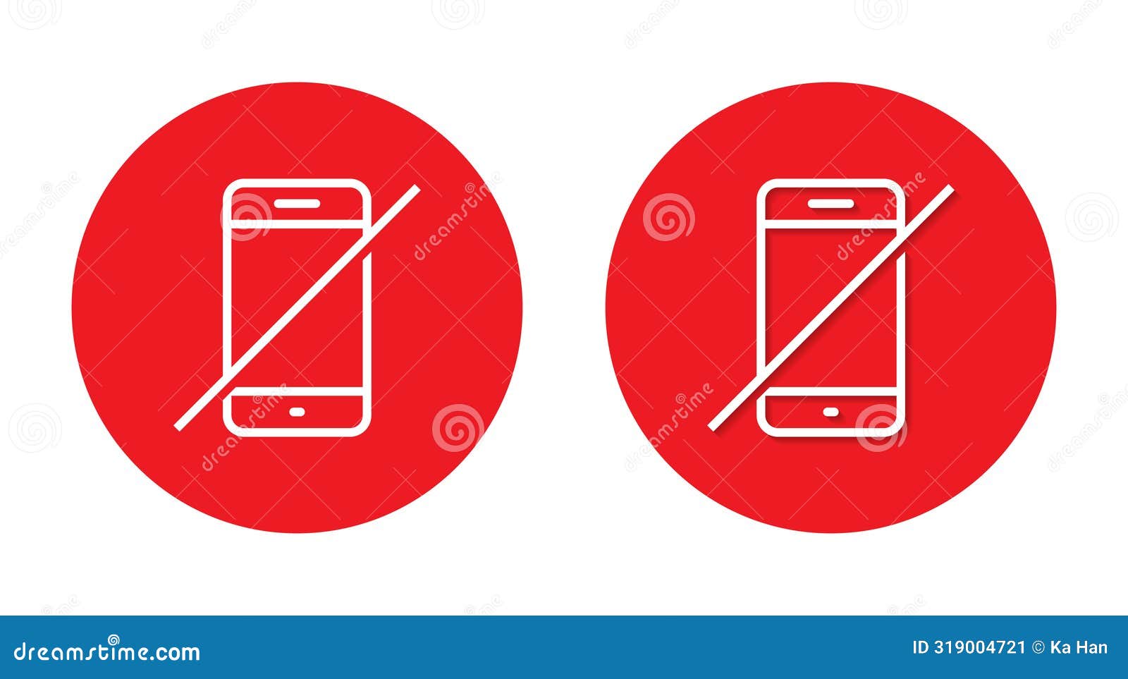 Turn Off Mobile Phone Icon with Shadow. No Cellphone Concept Stock ...