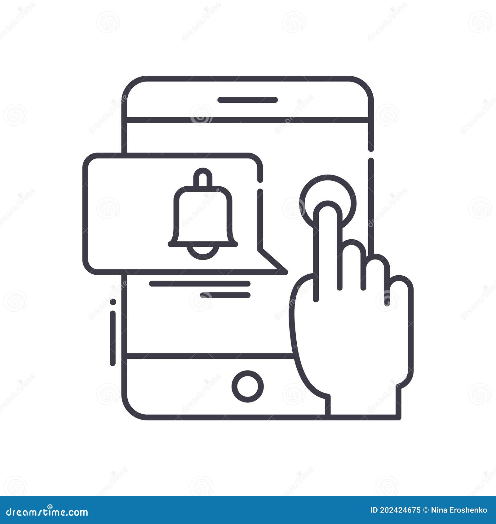 Turn Off Notification Icon, Linear Isolated Illustration, Thin Line ...