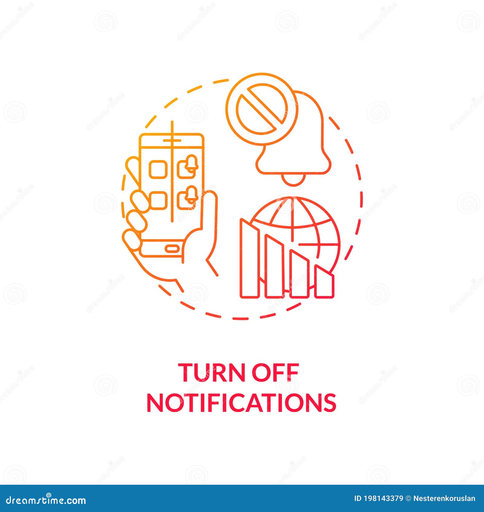 Turn Off Notifications Icon. Silhouette Symbol. Turn Off Button. Vector ...