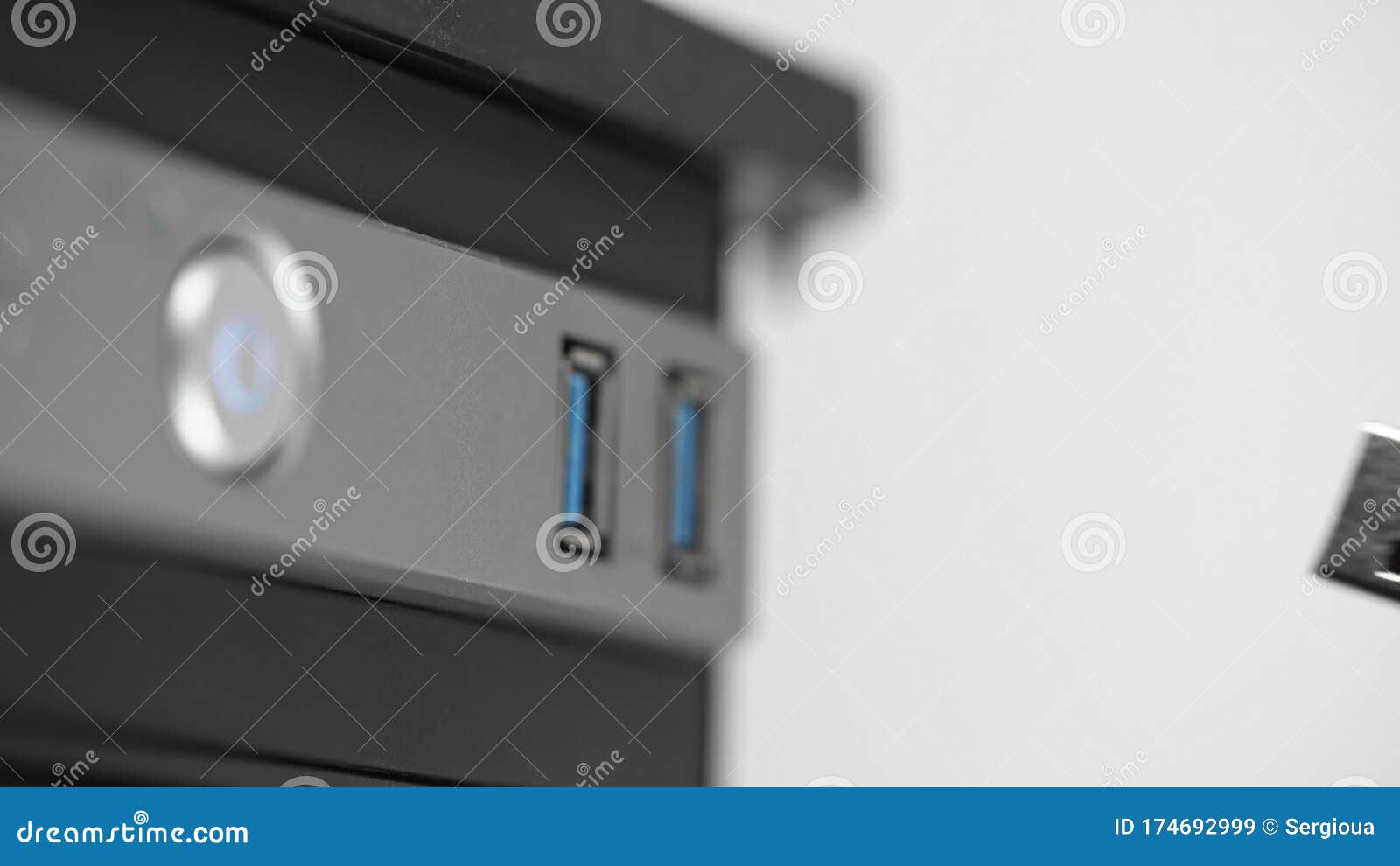 Turn on and Off the USB Drive in the Computer. Side View, Close Up ...