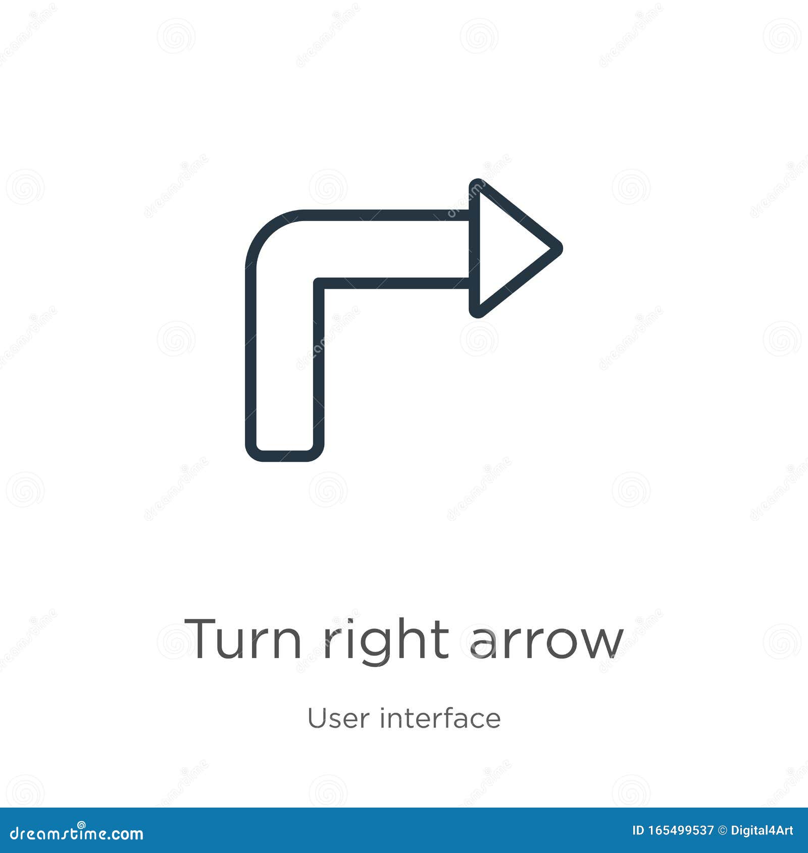 Turn Right Arrow Icon. Thin Linear Turn Right Arrow Outline Icon ...