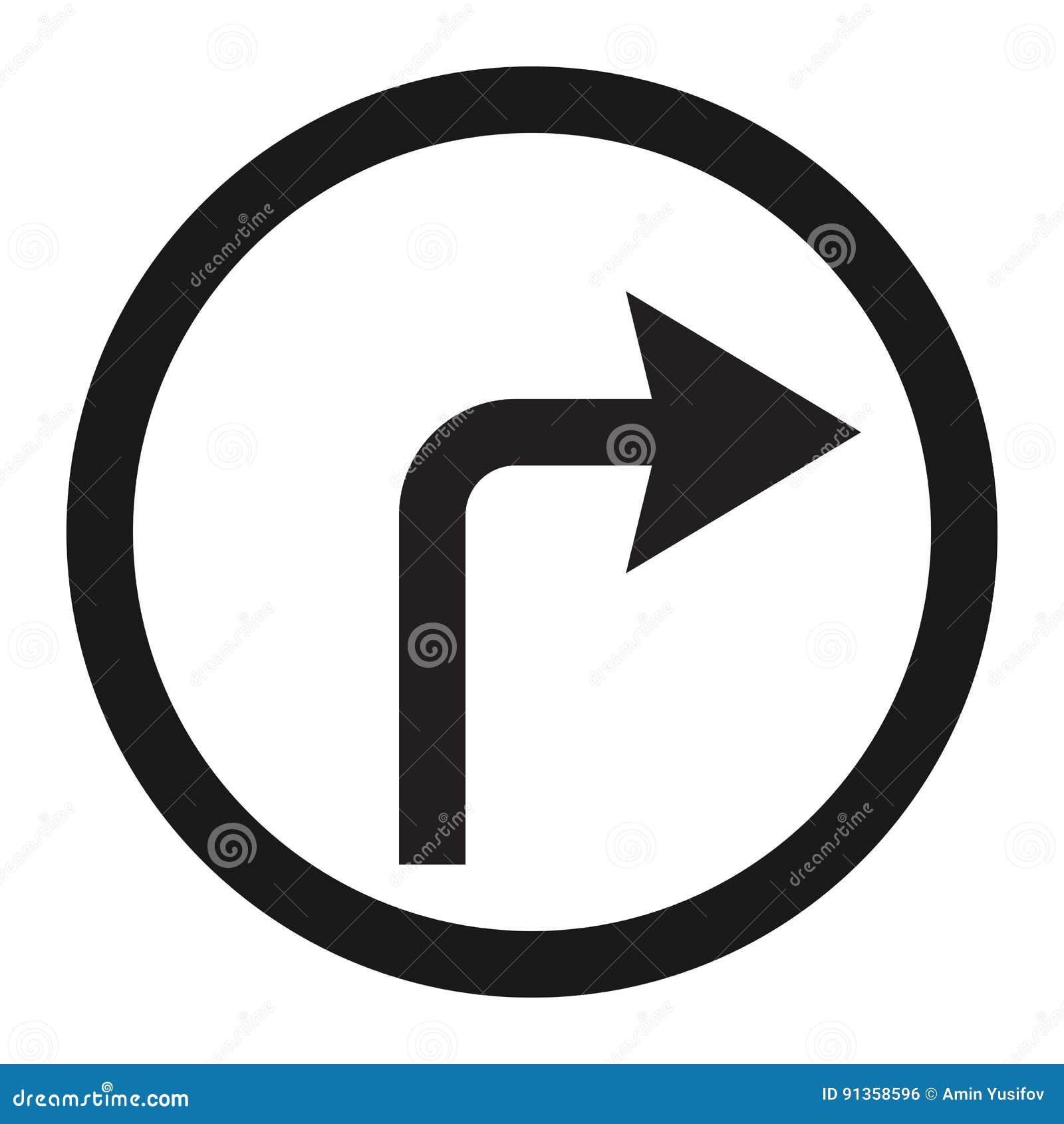 Do Not Turn Right Traffic Road Sign,Vector Illustration, Isolate On ...