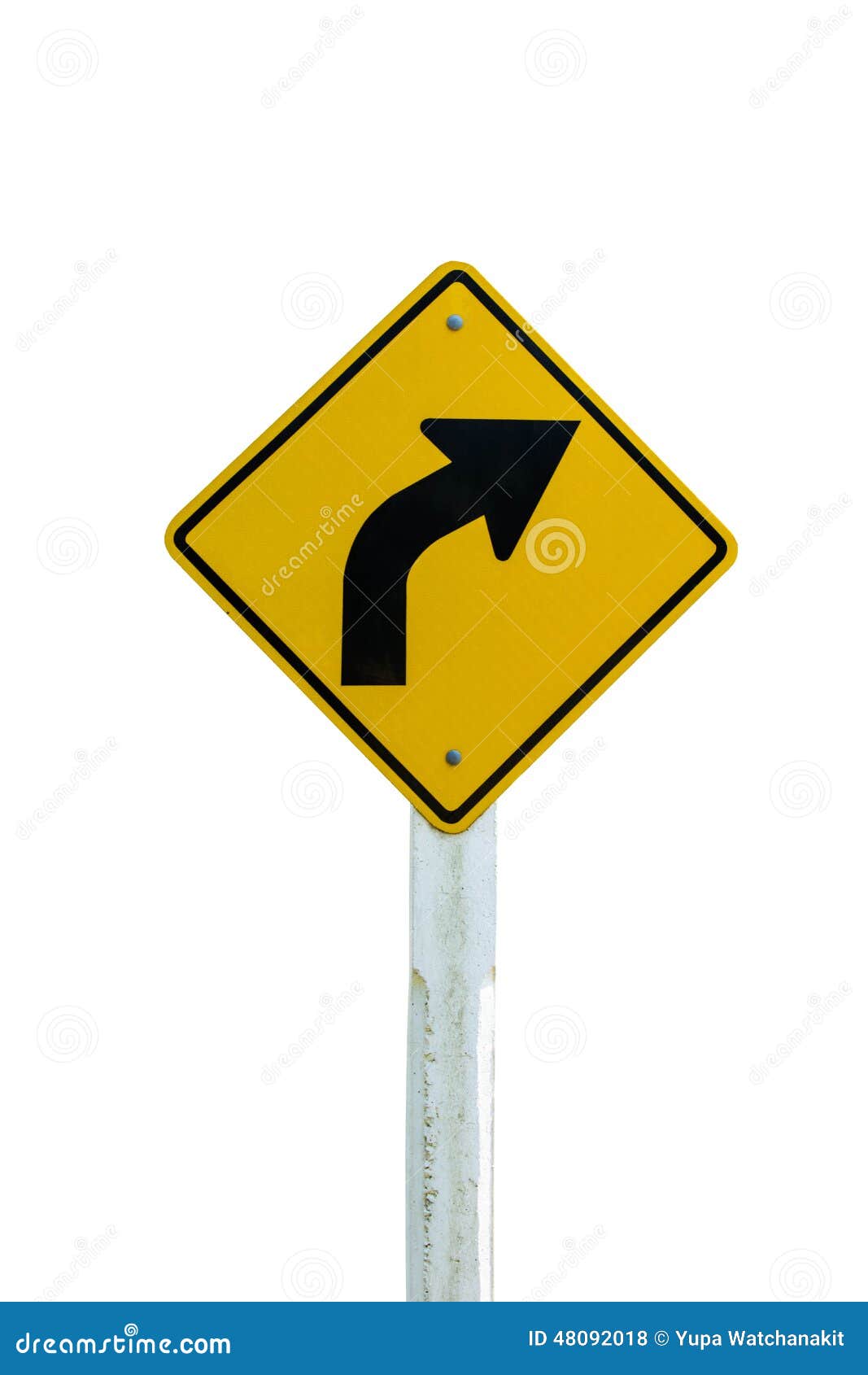 Turn Right Arrow Traffic Sign Isolated On White Background Stock Photo ...
