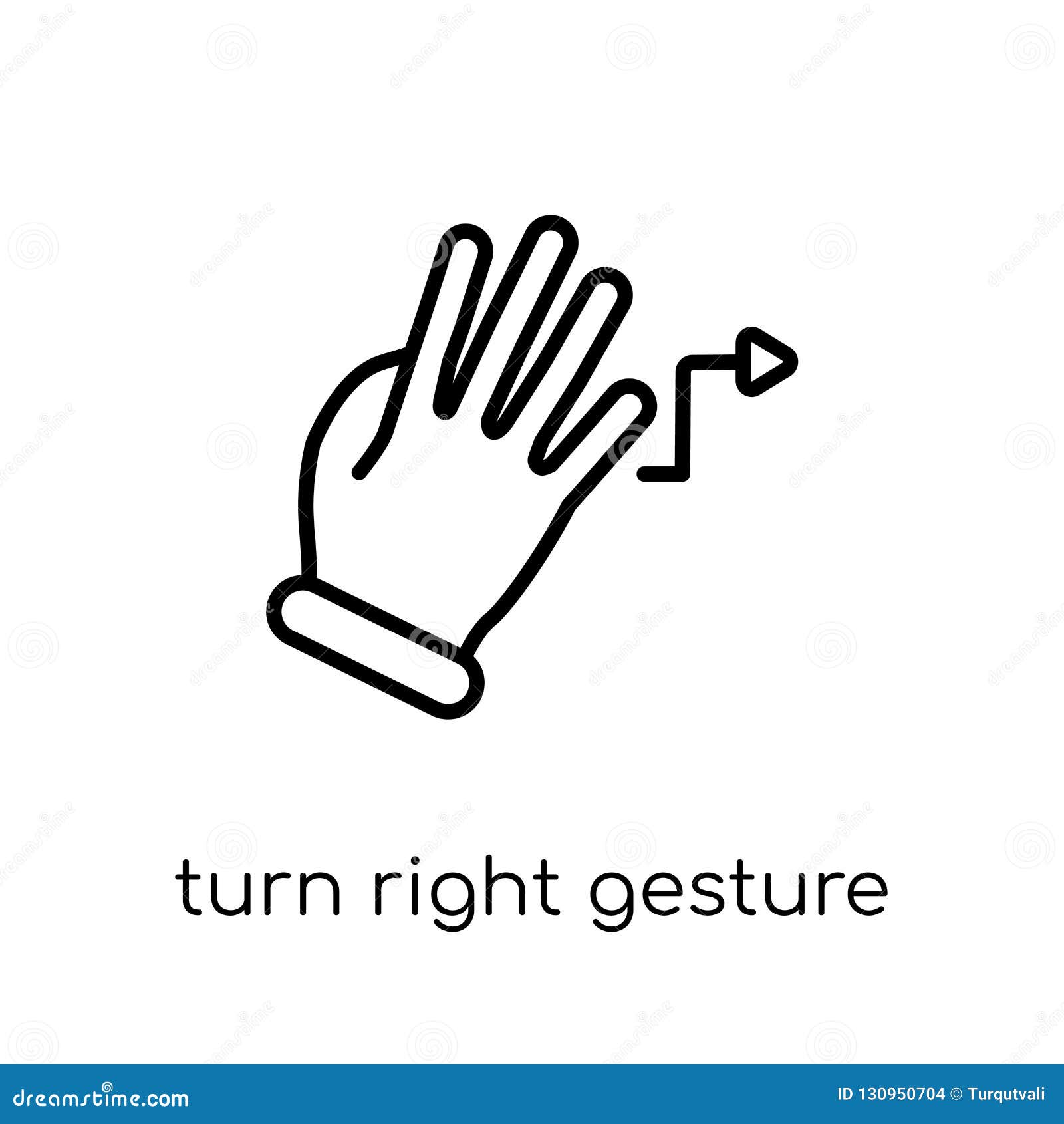 Turn Right Gesture Icon. Trendy Modern Flat Linear Vector Turn R Stock ...