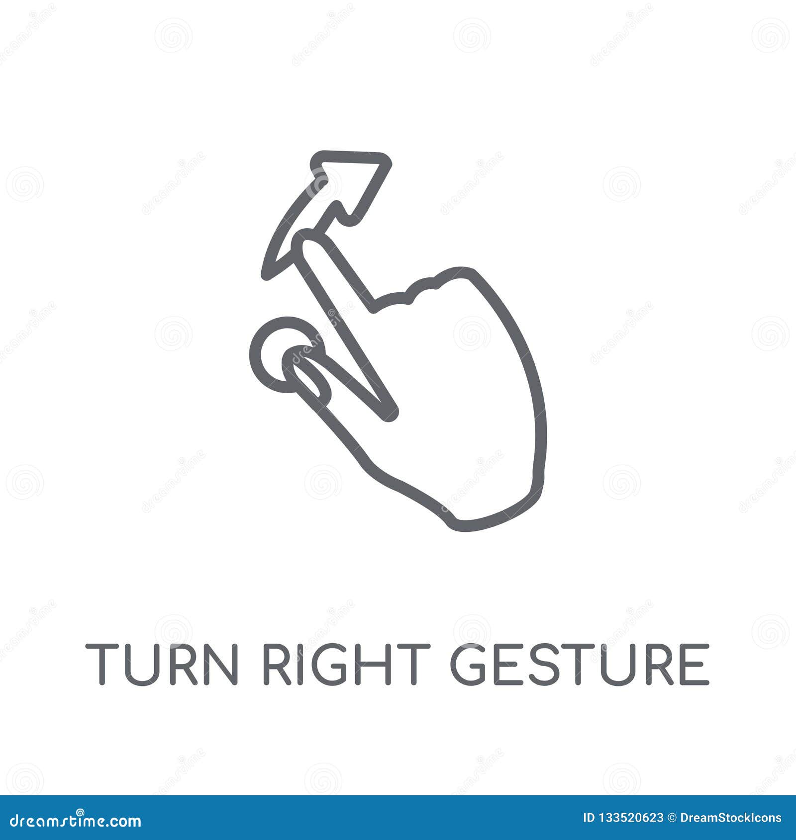 Turn Right Gesture Linear Icon. Modern Outline Turn Right Gestur Stock ...