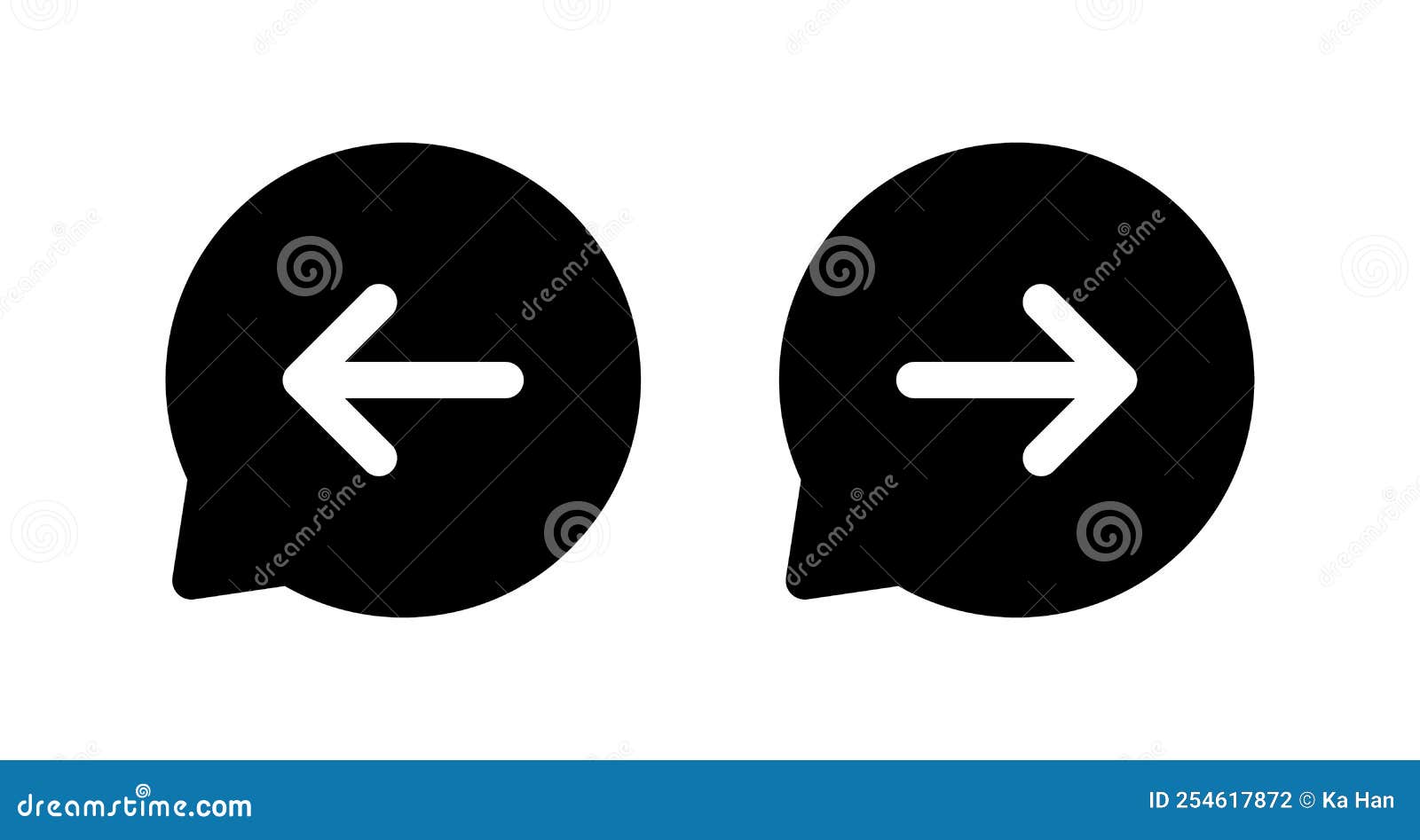 Turn Right and Left Arrow Icon on Speech Bubble Line. Forward and Back ...
