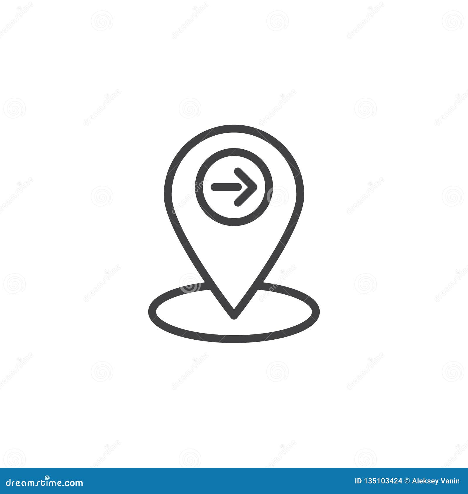 Turn Right Map Marker Outline Icon Stock Vector - Illustration of ...