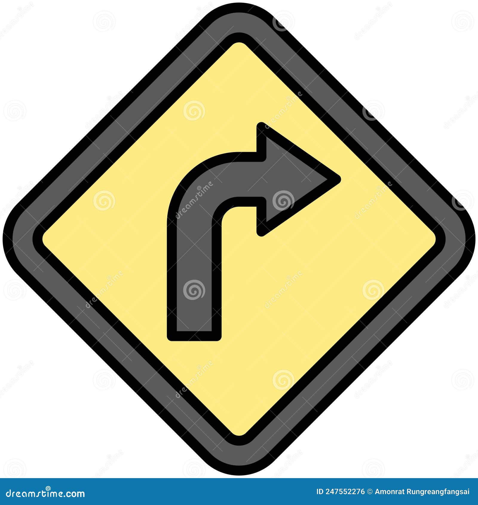 Turn Right Sign Icon, Traffic Sign Vector Illustration Stock Vector ...