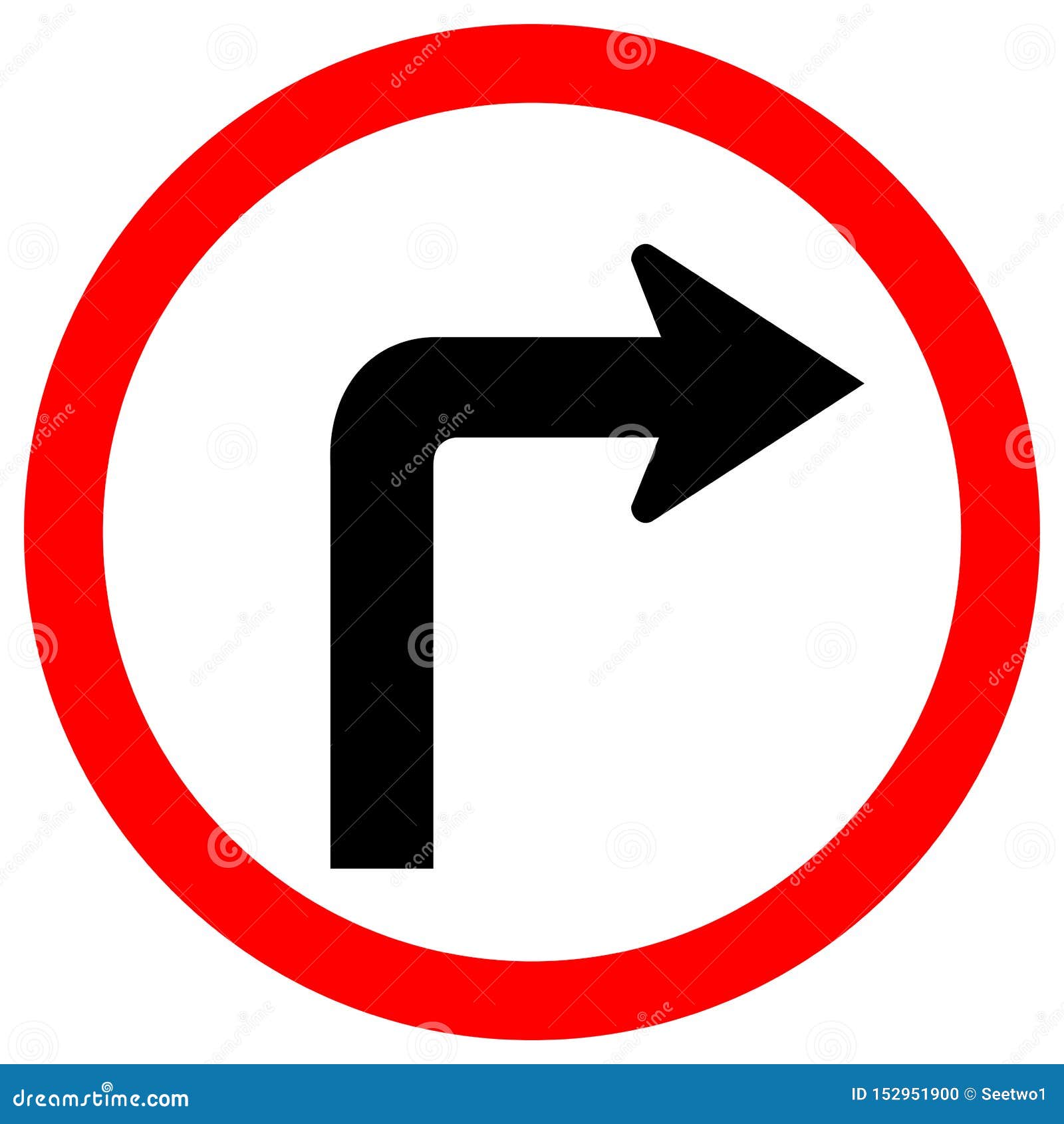 Turn Right Traffic Road Sign Isolate on White Background,Vector ...